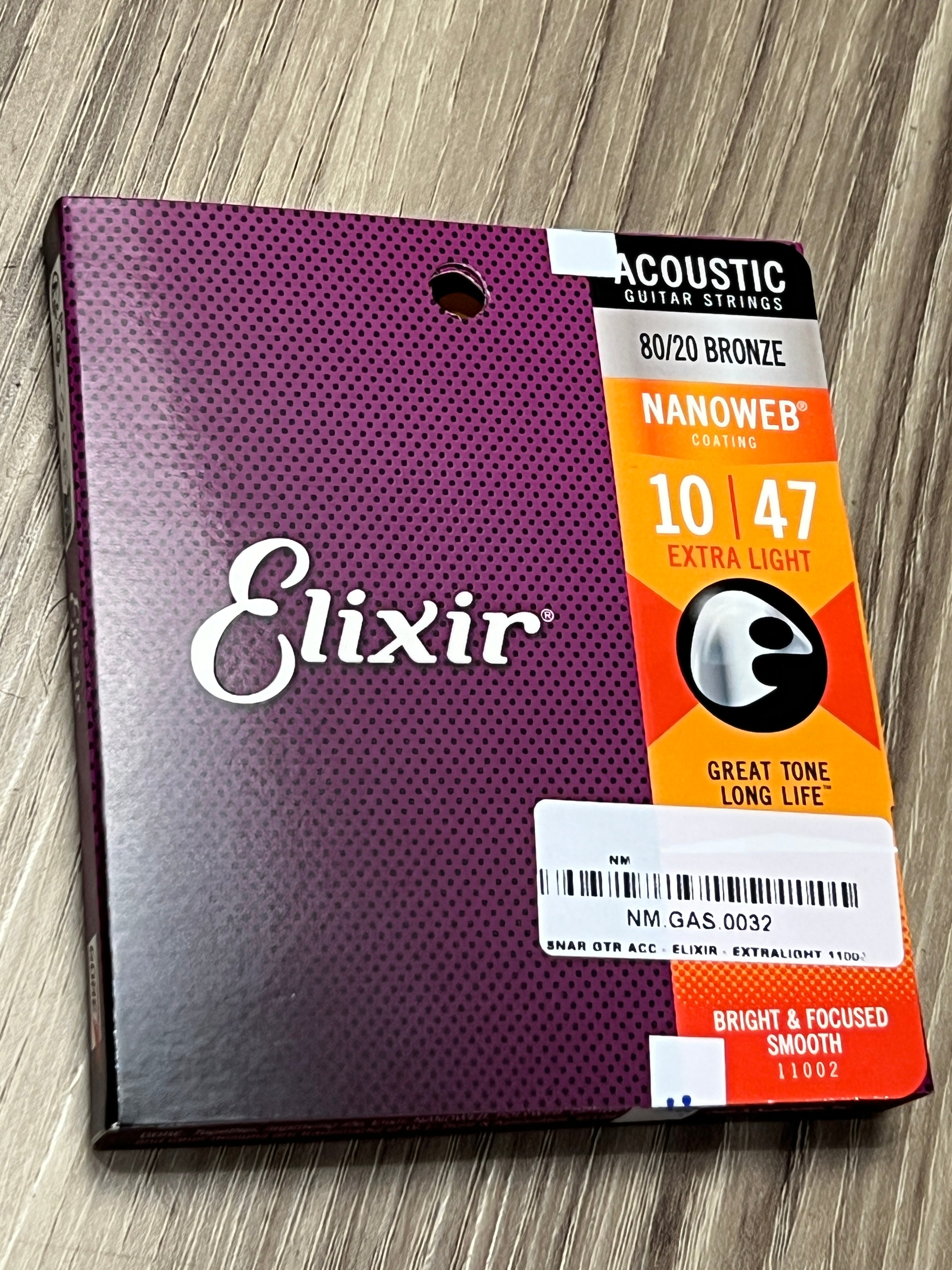Elixir 80-20 11002 Bronze Acoustic Guitar Strings with NANOWEB ...