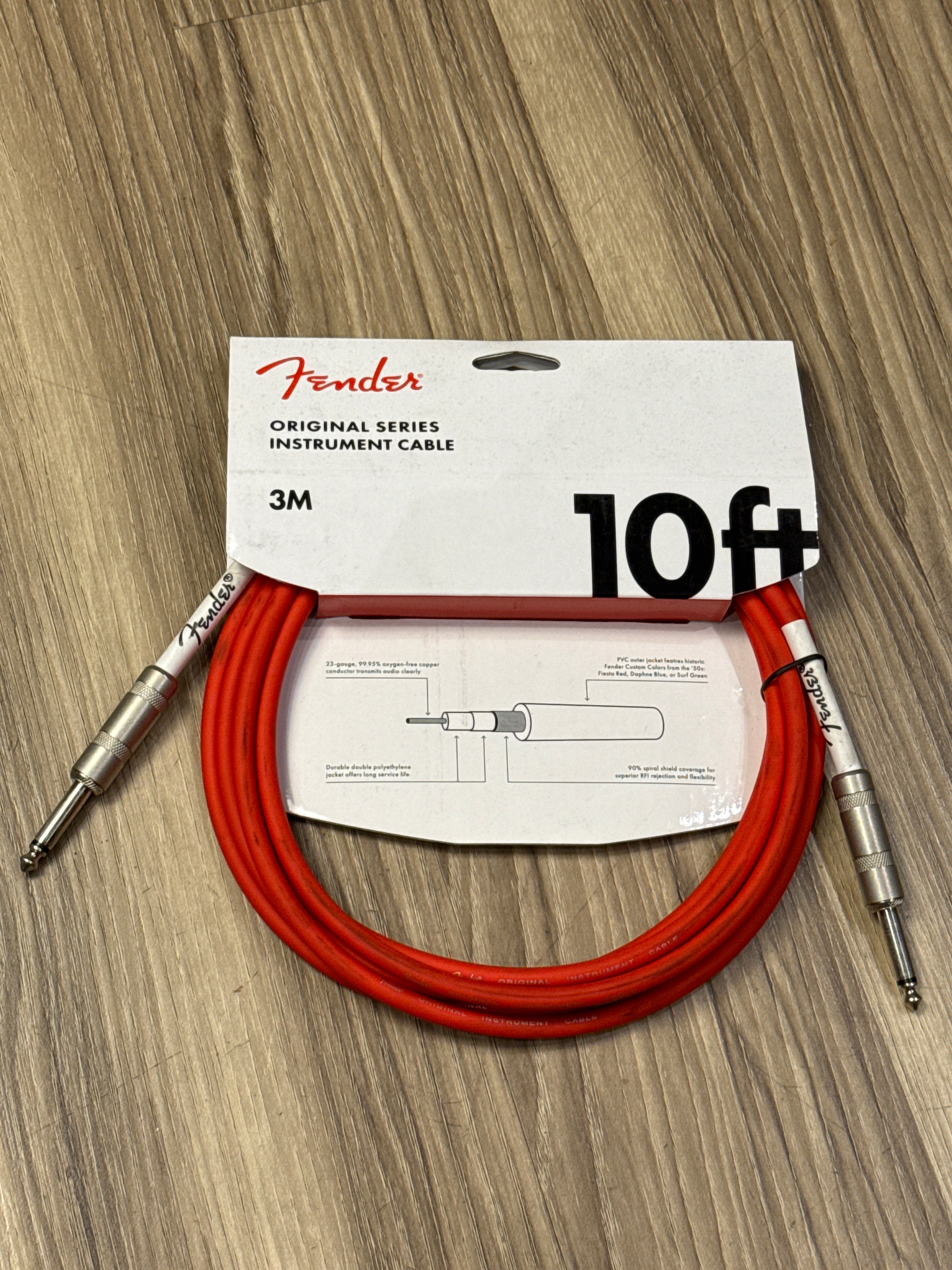 Fender Original Series Straight Instrument Cable 10ft in Fiesta Red ...