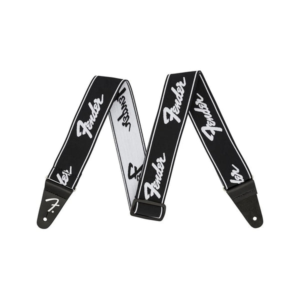 Fender Weighless Running Logo Guitar Strap in Black/White, 2inch ...