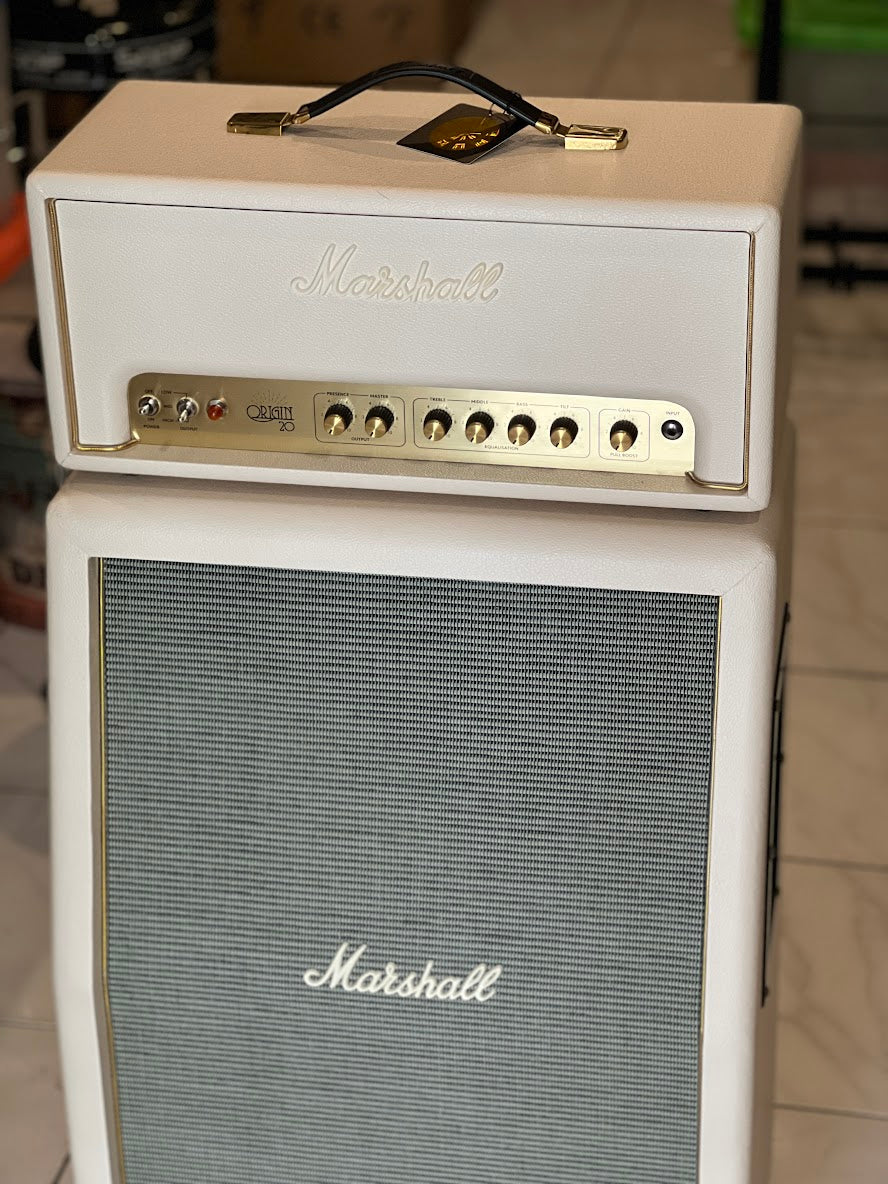 Marshall Origin 20H Amp With Origin212A Angled Cab Cream Half Stack Pa ...