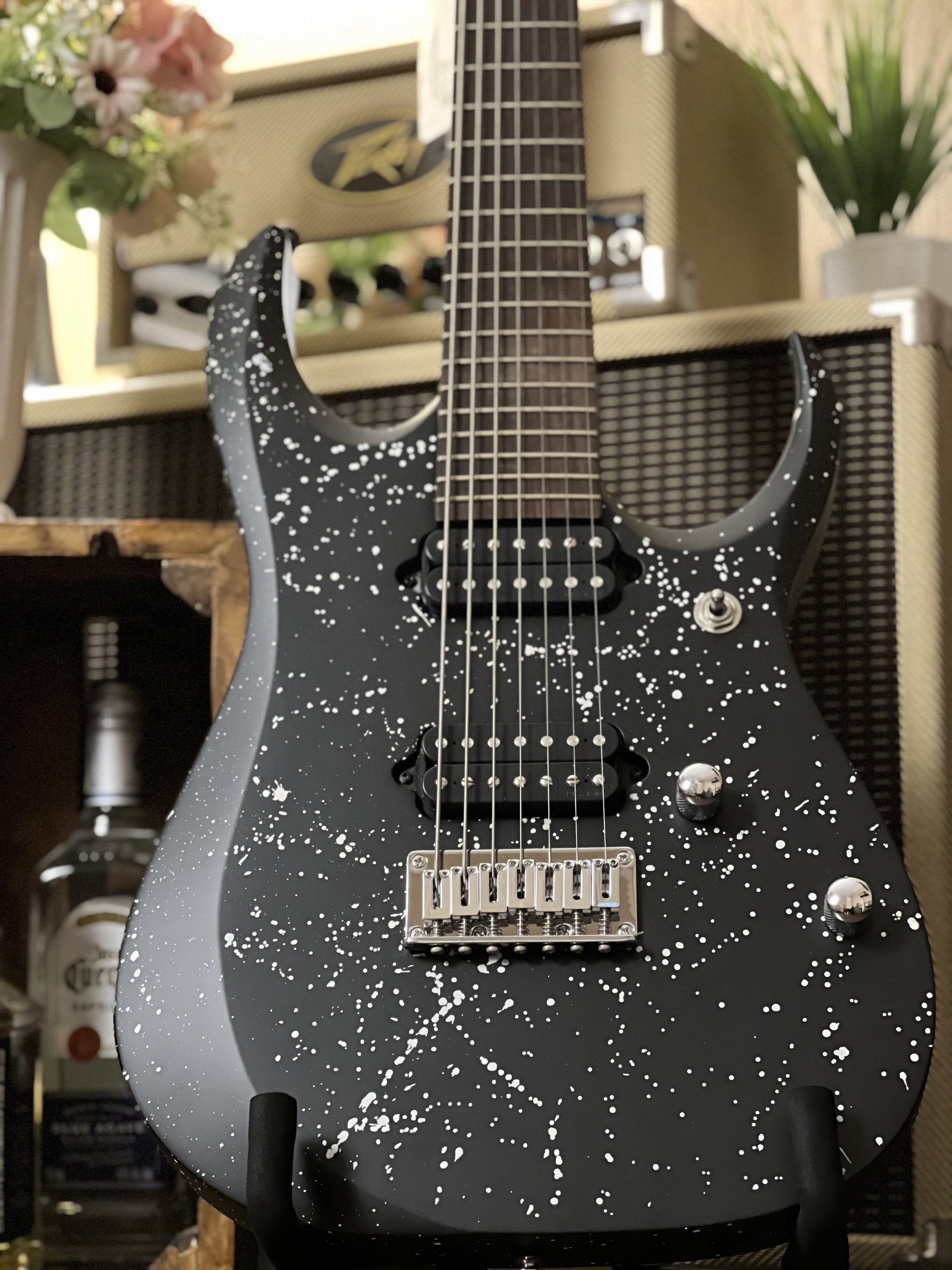 Ibanez KOMRAD20 Brian Head Signature 7-String in Black w/ White Splatt ...